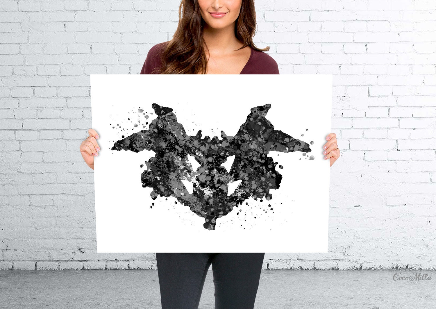 Rorschach Inkblot Test Card Set of 10 Watercolor Print | Etsy