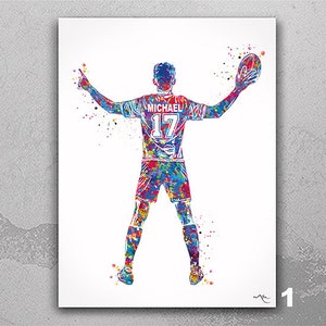 Rugby Player Personelized Watercolor Print Male Rugby Gift Rugby ...