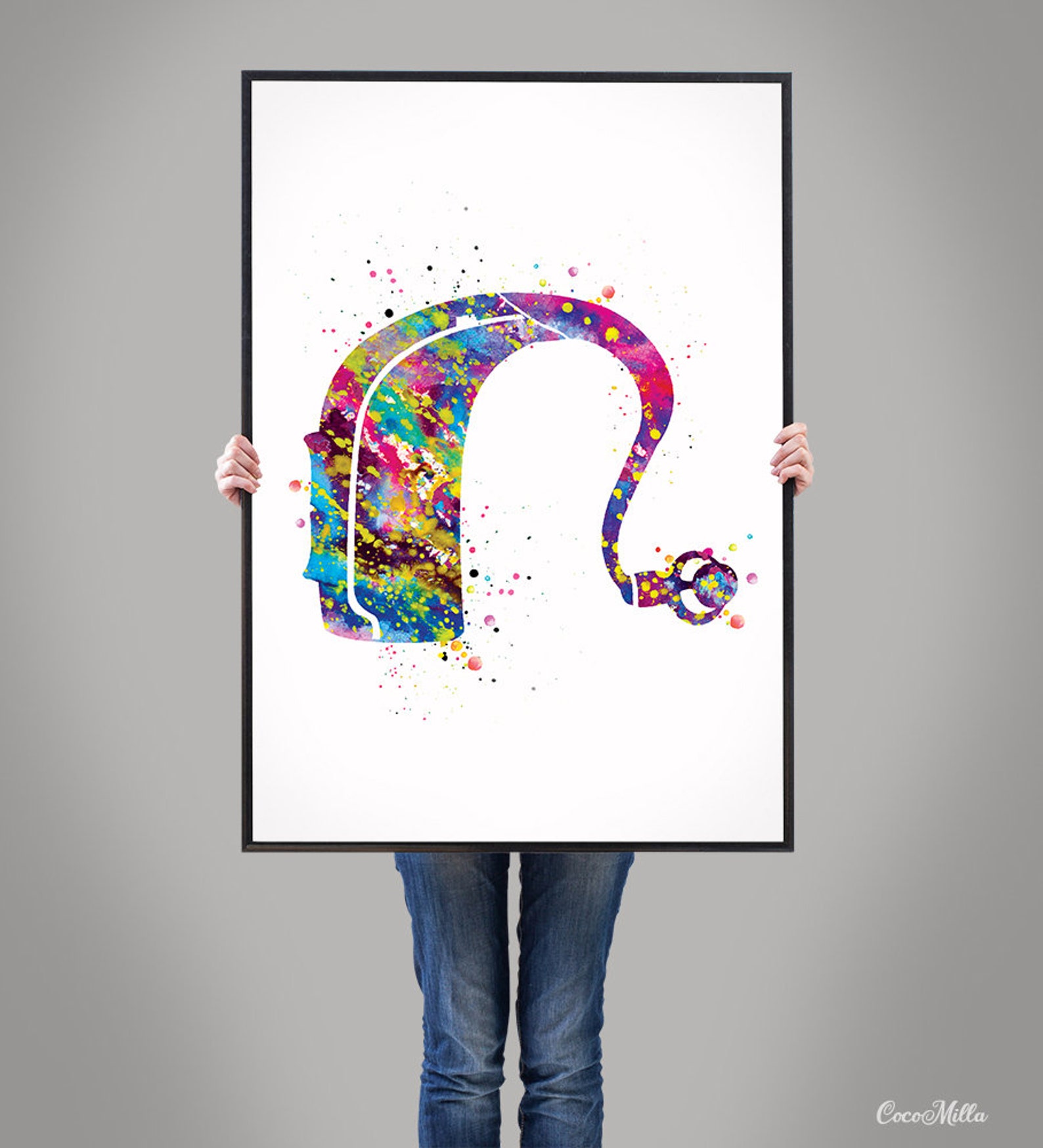 Hearing Aid Watercolor Print Cochlear Implant Art Deaf Gift | Etsy