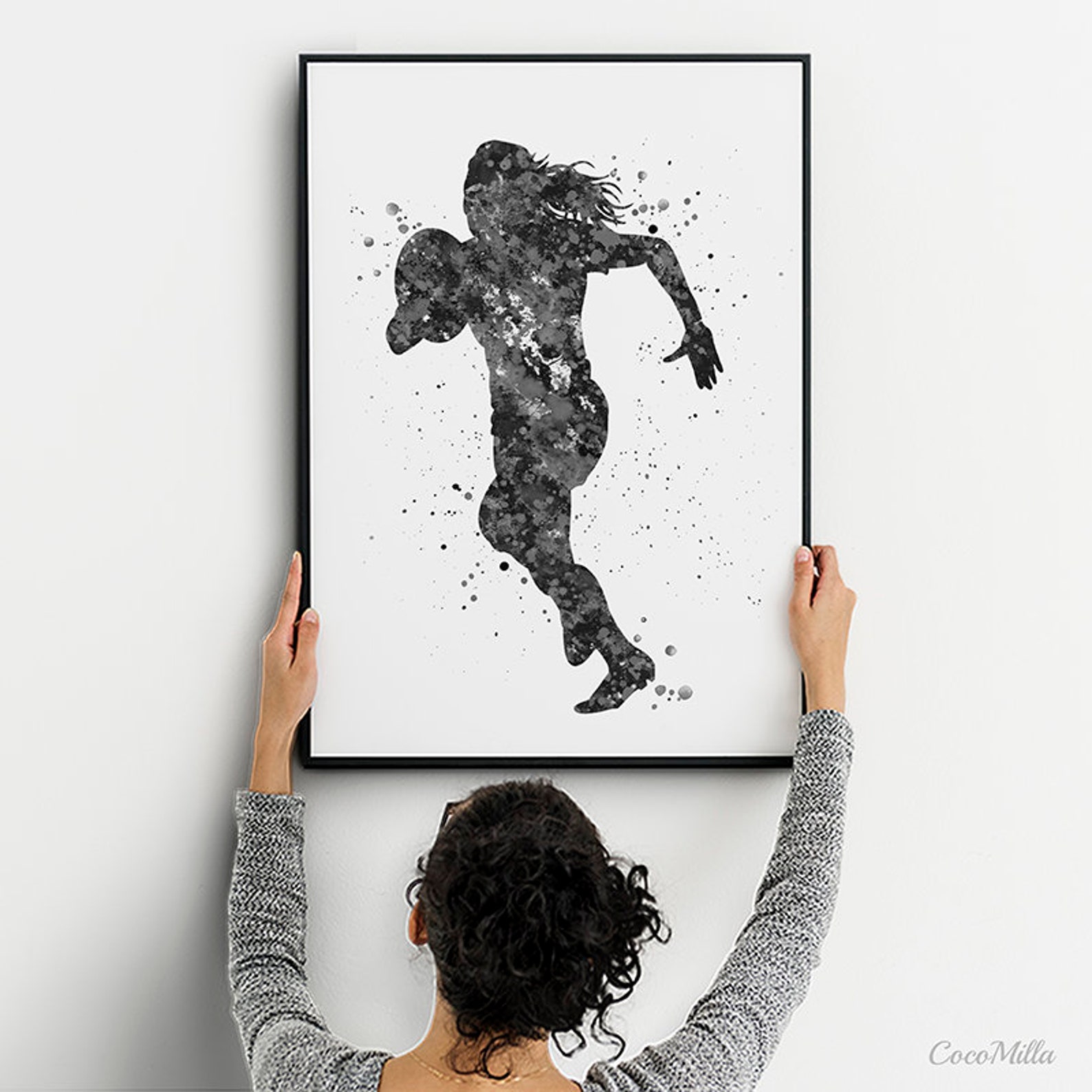 Rugby Player Girl Watercolor Print Gift Female Woman Girls - Etsy