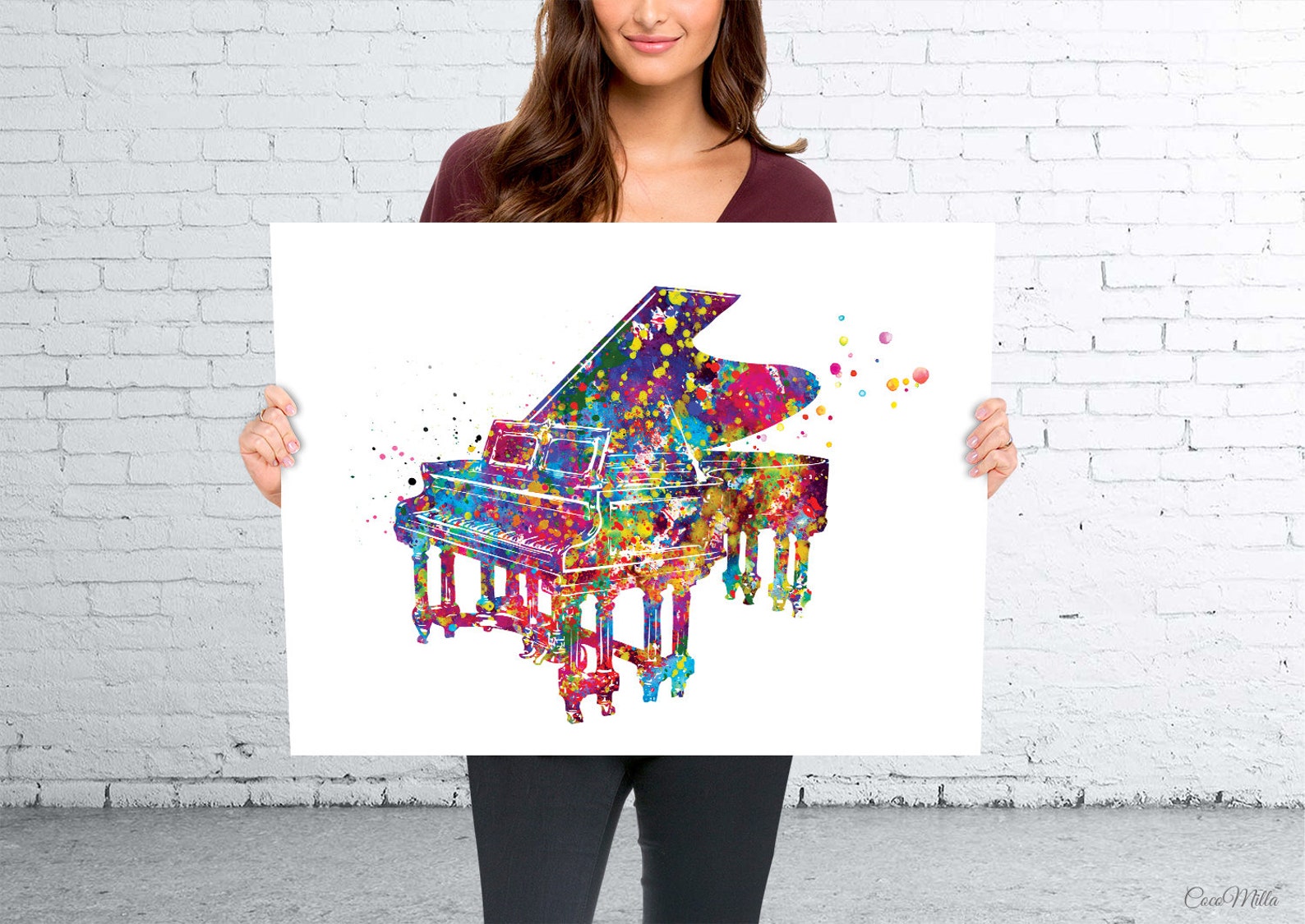 Piano Watercolor Print Music Instrument Wall Art Poster Music | Etsy