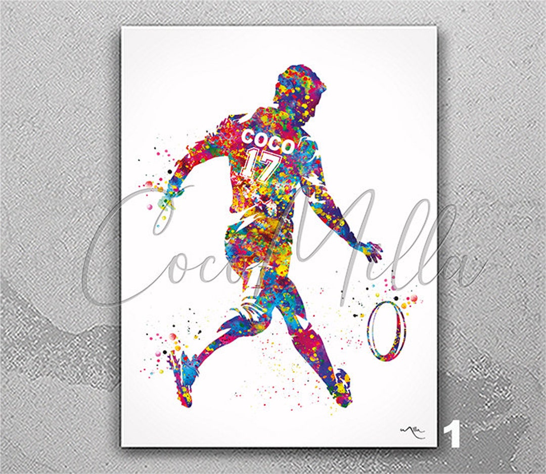 Rugby Player Personelized Watercolor Print Male Rugby Gift Rugby ...