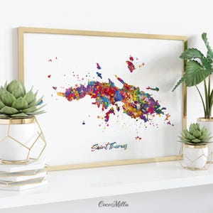 St Thomas Map Watercolor Print Map Decor Wanderlust Art Print Wedding ...