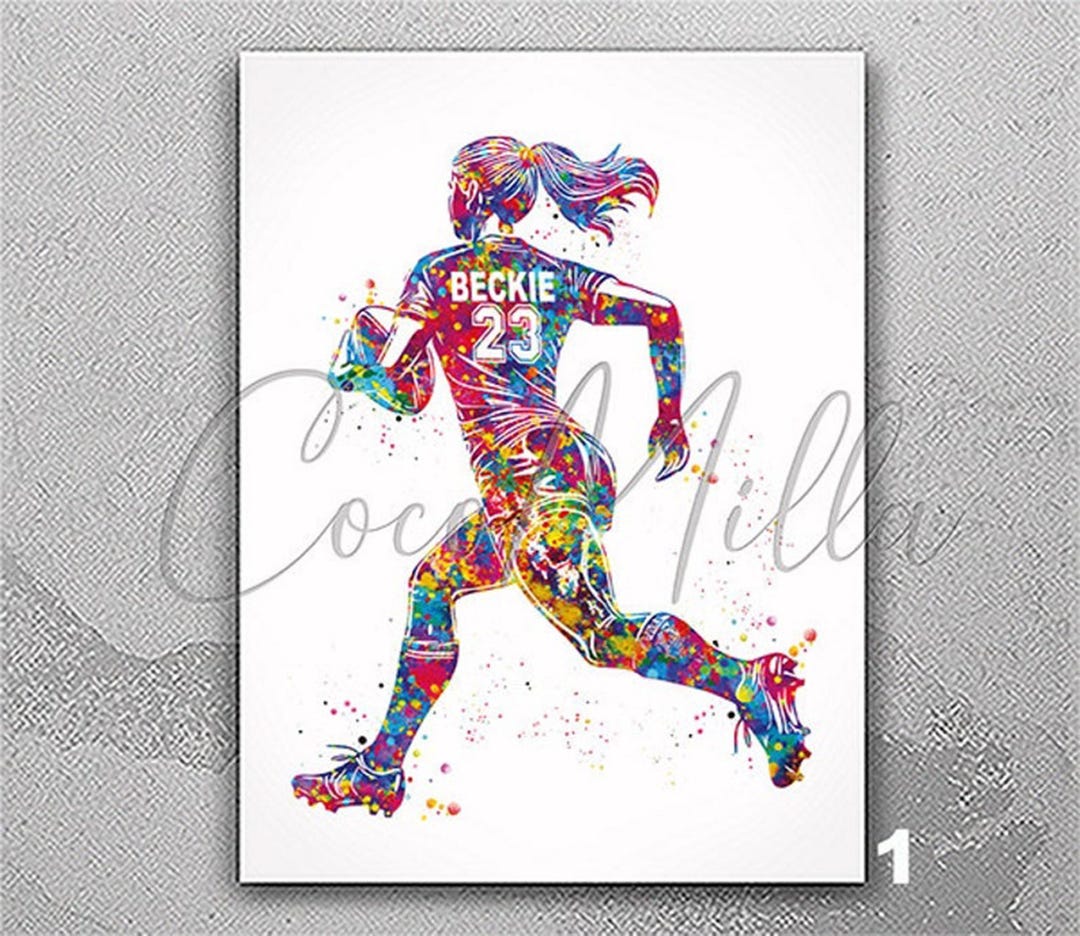 Rugby Player Personelized Girl Watercolor Print Female Rugby Gift Rugby ...