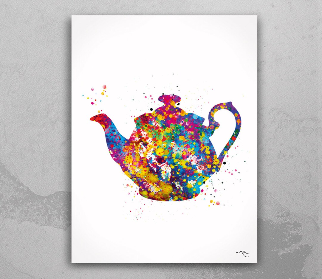 Teapot Watercolor Print Tea Pot Teapot Art Print Wall Art Nerd Gift ...
