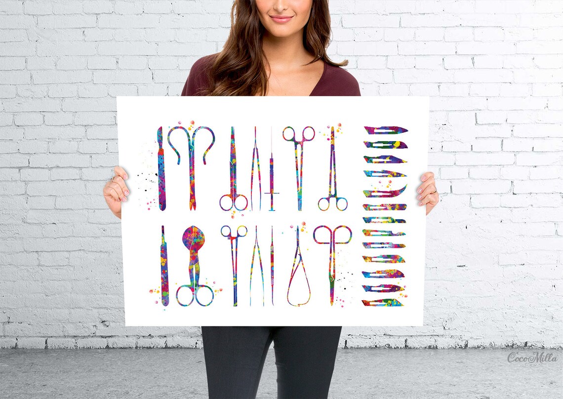 Surgical Tools Watercolor Print Medical Tools Wall Art Nurse - Etsy