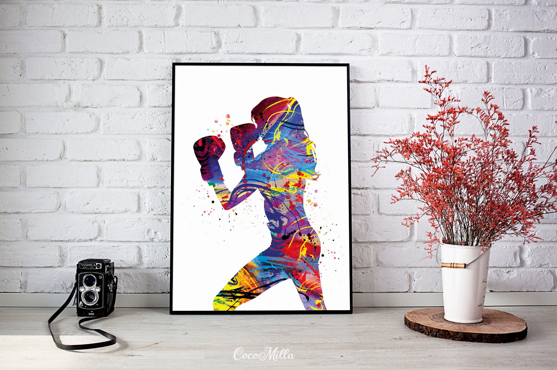 Boxing Girl Watercolor Print Martial Arts Nursery Fight Sports Gift Art ...