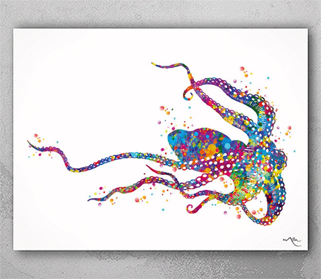 Octopus Watercolor Print Sea Life Art Print Coastal Living Wall Art ...