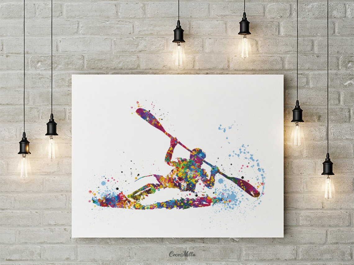 Kayaking Art Watercolor Print Sports Art Canoe Rowing Boys - Etsy