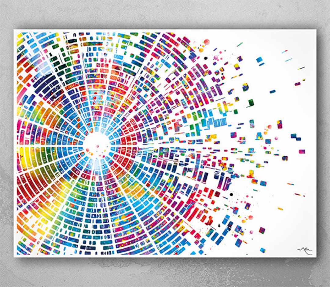 DNA Genome Sequence Map Art Watercolor Print Molecule Medical Wall Art ...