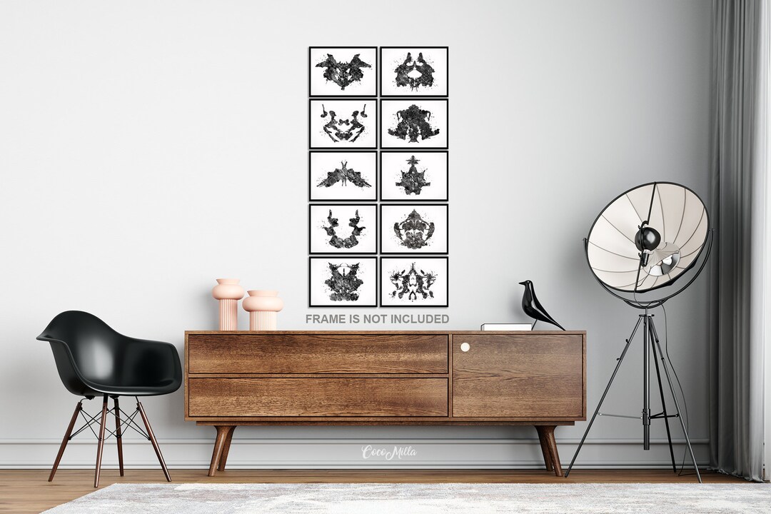 Rorschach Inkblot Test Card Set of 10 Watercolor Print Psychology ...
