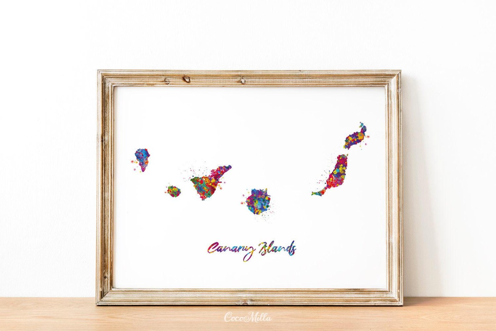 Canary Islands Watercolor Map Print, Spain Wall Art-2040 - Etsy
