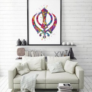 Watercolor Khanda Symbol Print, Sikh Wedding Gift-1184 - Etsy