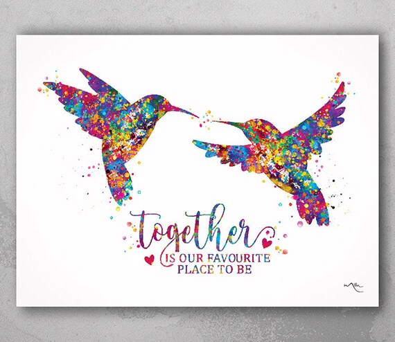 Hummingbirds Watercolor Print Love Quote Wedding Gift Wall Art | Etsy