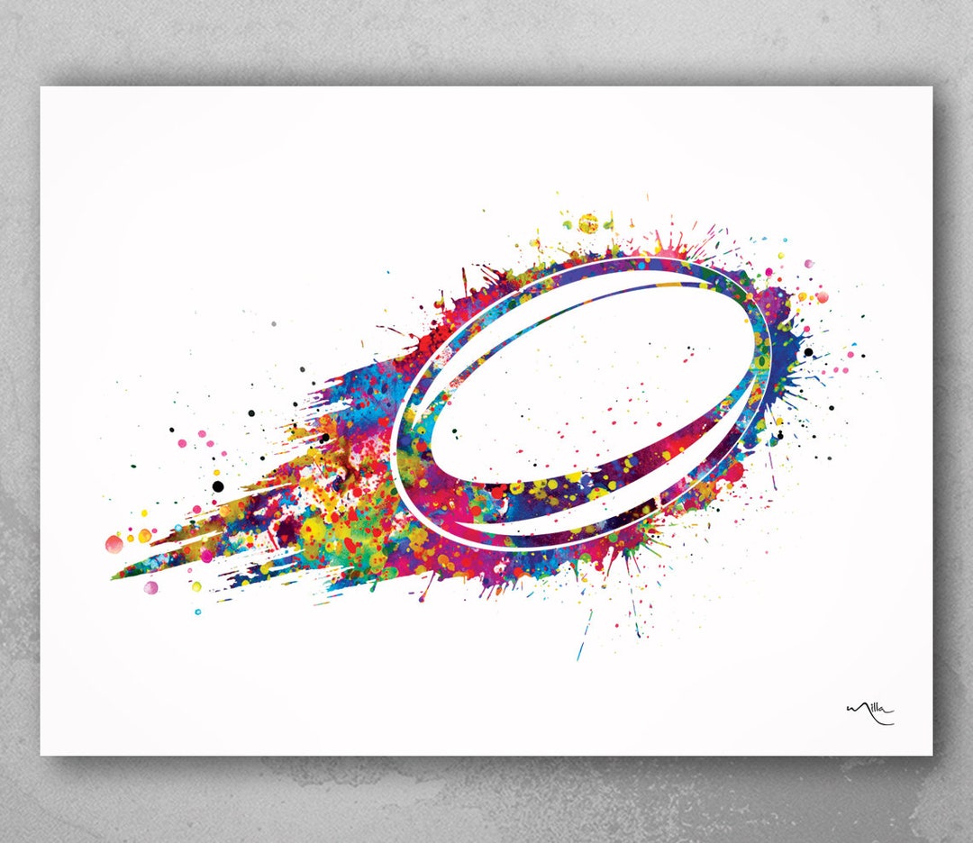 Rugby Ball Watercolor Print Rugby Player Gift Boy Nursery Dorm Room ...