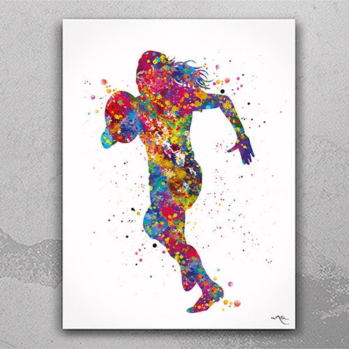 Rugby Women Player 01 Poster Watercolor Wall Art Splatter - Etsy