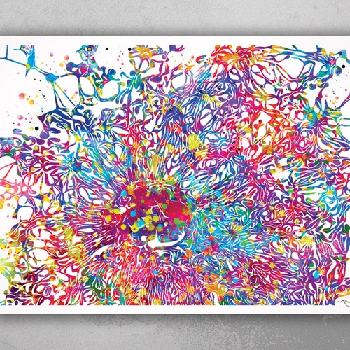 Synapse Receptor Watercolor Print Science Poster Neurology Art | Etsy