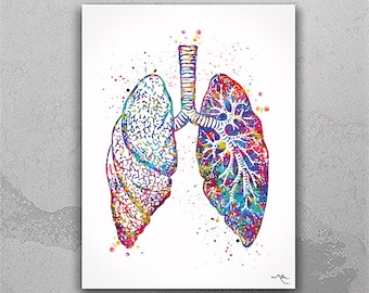 Lungs Print Medical Art Poster Science Wall Decor Watercolor - Etsy