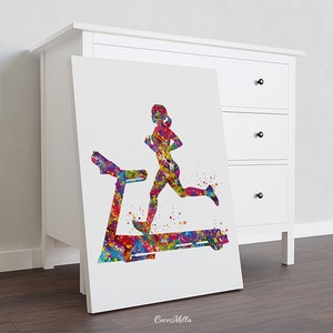 Runner Woman Watercolor Print Treadmill Running Runner Woman Female ...
