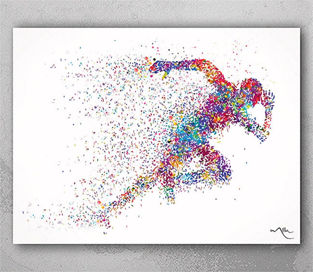 Runner Man Watercolor Print Runner Male Boy Poster Sport Running ...