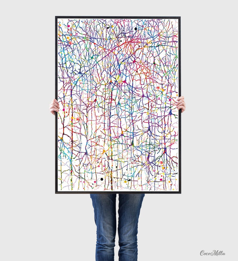 Neuron Network Watercolor Print Medical Art Science Neurology | Etsy