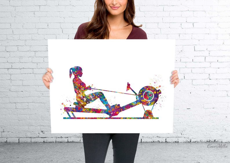Rowing Woman Watercolor Print Sports Art Rowing Workout Room - Etsy