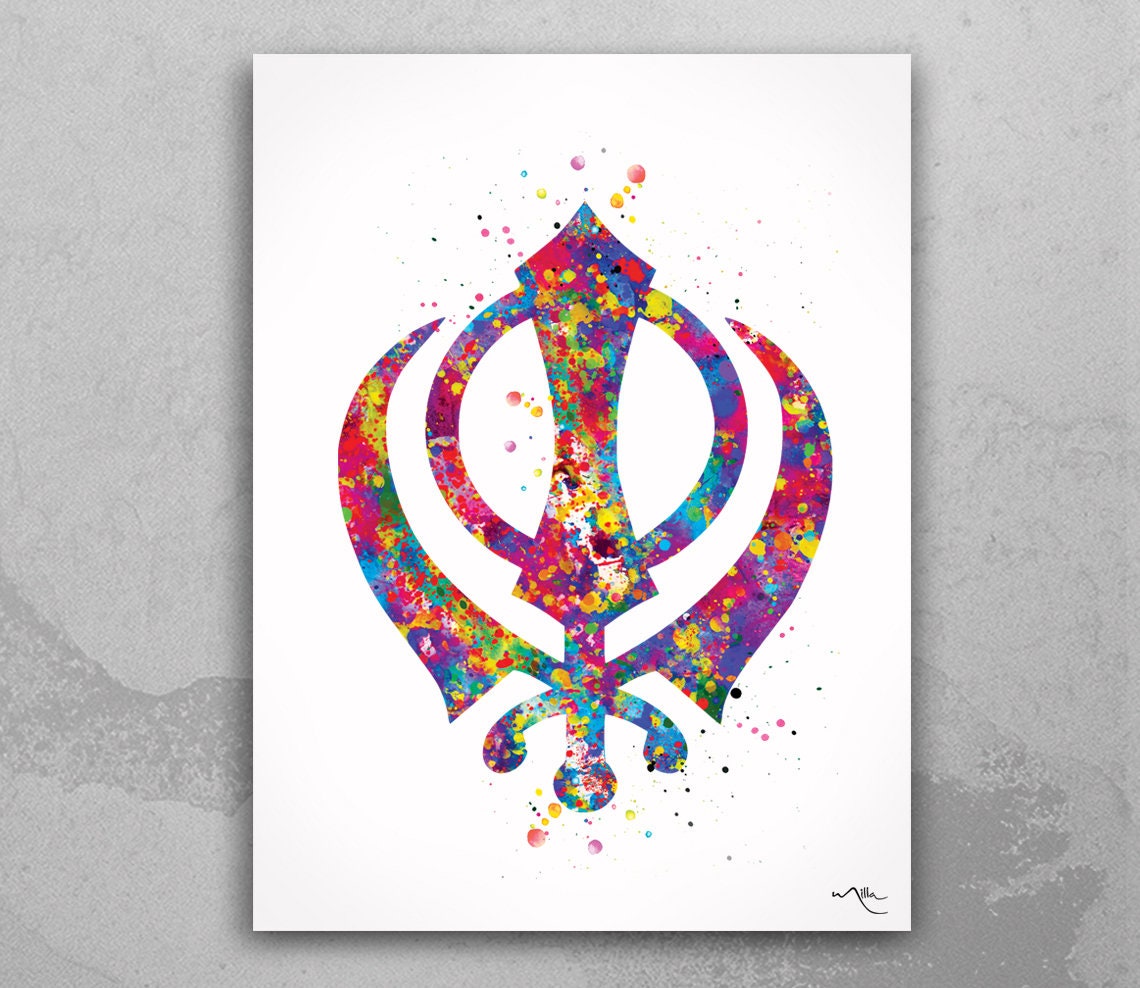 Khanda Symbol Watercolor Print Khanda Wall Art Poster Wall | Etsy España