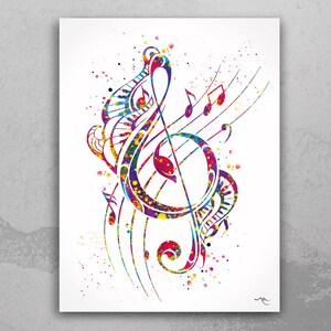 Treble Clef Art Print Watercolor Print Art Print Music Studio Dorm ...