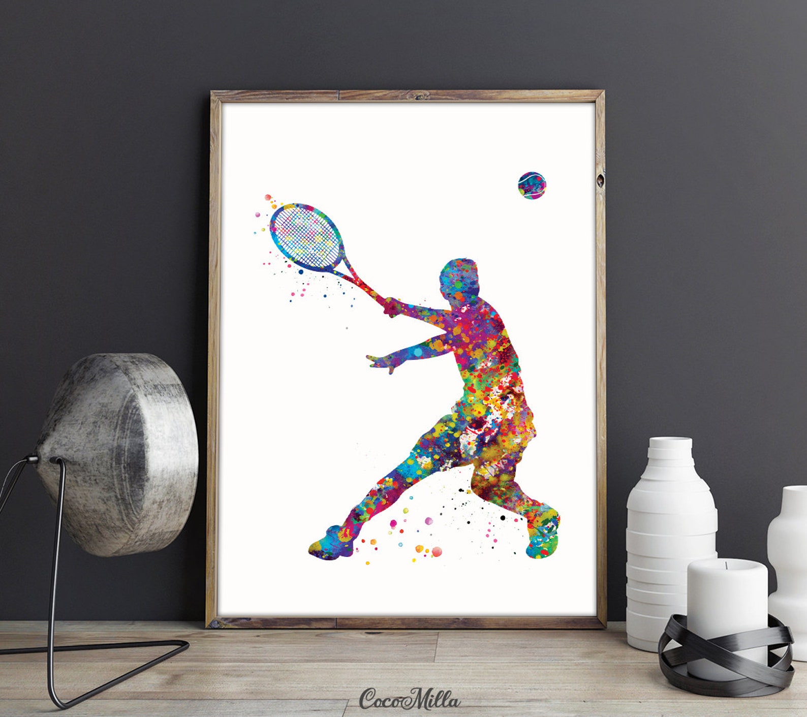 Tennis Player Man Watercolor Print Boy Tennis Gift Art Wall - Etsy