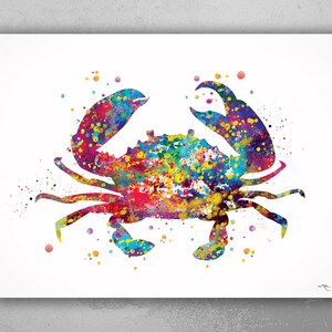 Crab Watercolor Print Sea Themed Art Nautical Decor Fishing Poster ...