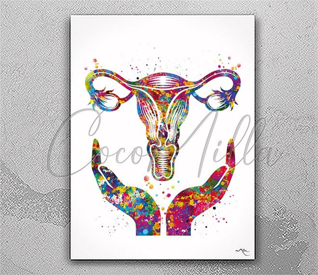 Uterus Health Anatomy Flowers Watercolor Prin Female Reproductive ...