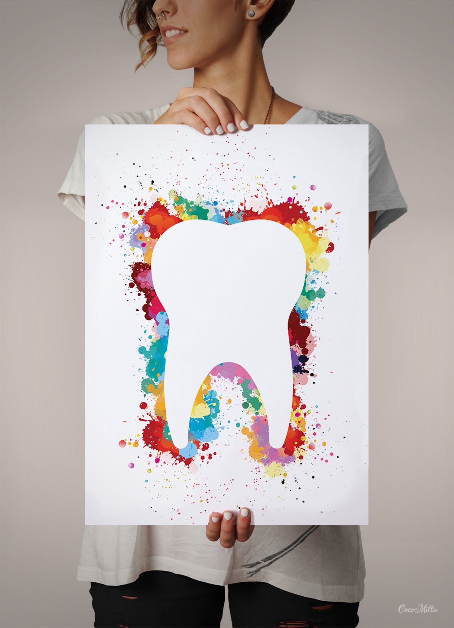 Teeth Art Watercolor Print Tooth Abstract Anatomical Art - Etsy