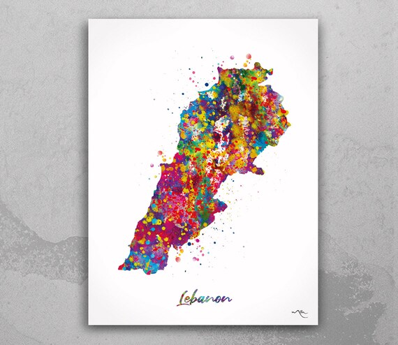 Lebanon Map Watercolor Print Art Print Wedding Gift Hometown - Etsy