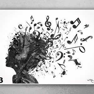 Girl Music Notes Watercolor Print Treble Clef Art Print Art Print ...