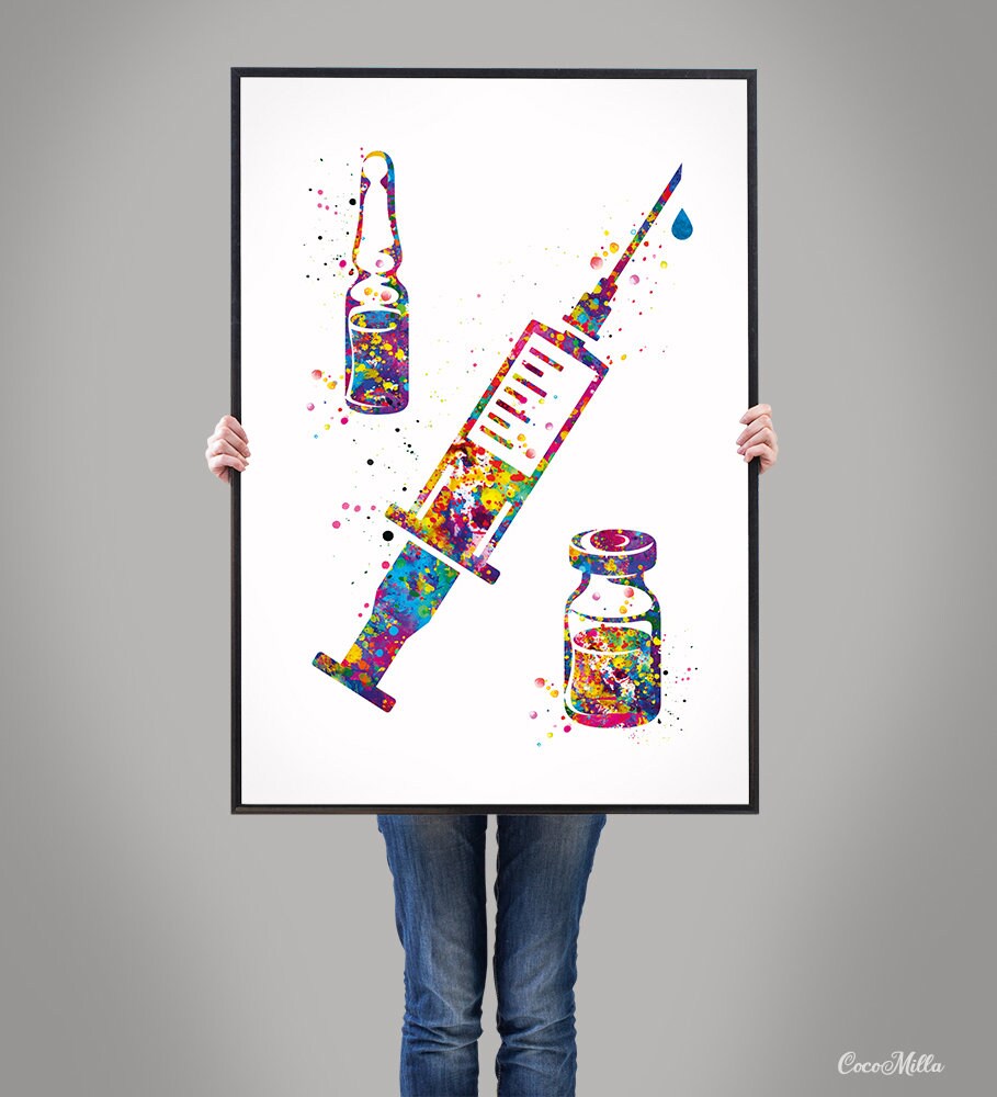 Syringe Injection Watercolor Print Medical Art Dentist IV - Etsy UK