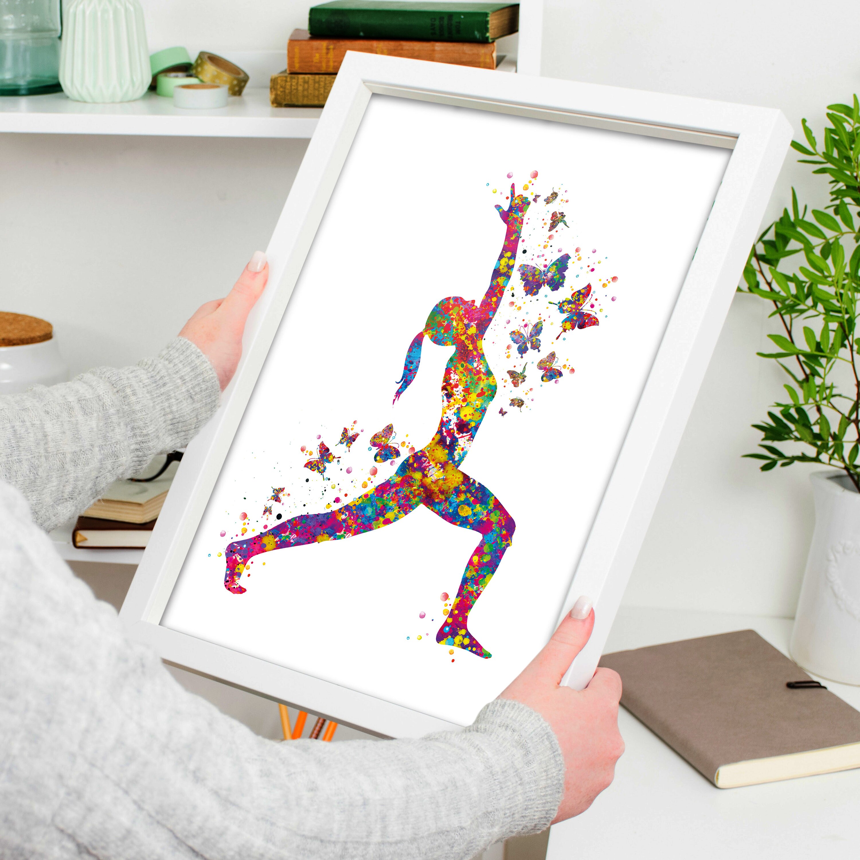 Wall Hangings Wall Décor Art-121 Warrior I Yoga Art Butterfly ...