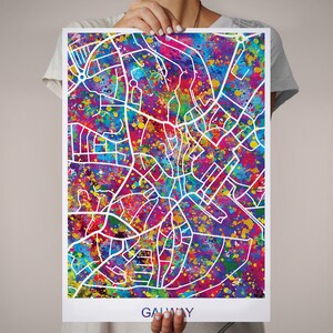 Galway Map Galway Watercolor Print Galway Street Map Travel - Etsy