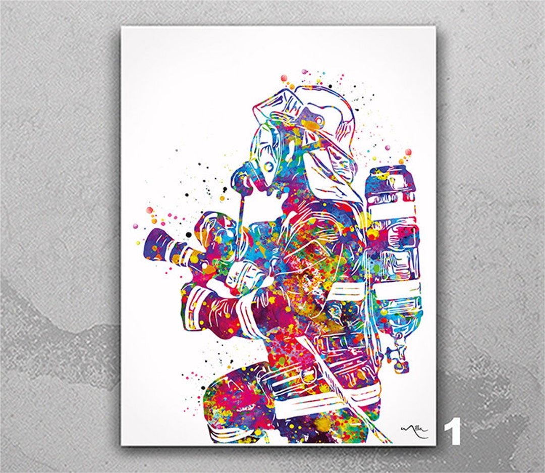 Fireman Firefighter Watercolor Print Firefighter Gift Fire Department ...