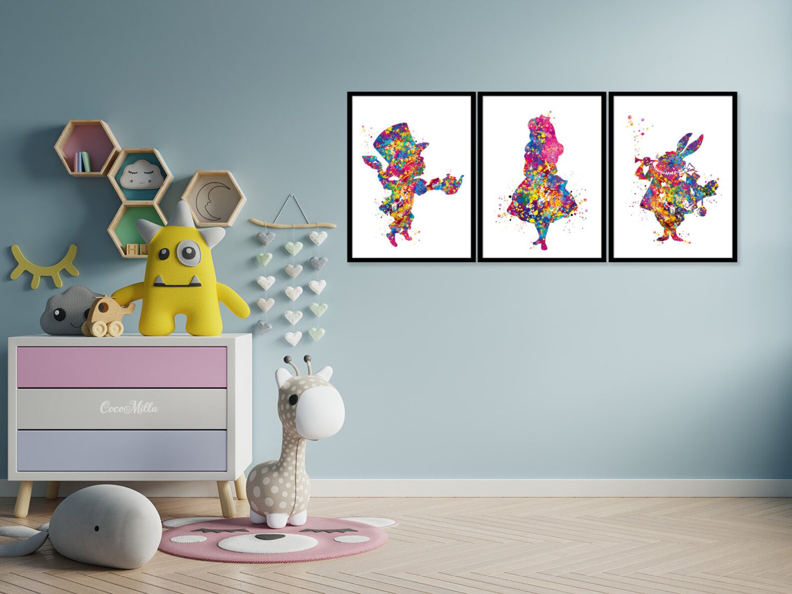 Alice Wall Art Watercolor Print Set Of 3 Teen room Decor Kids | Etsy