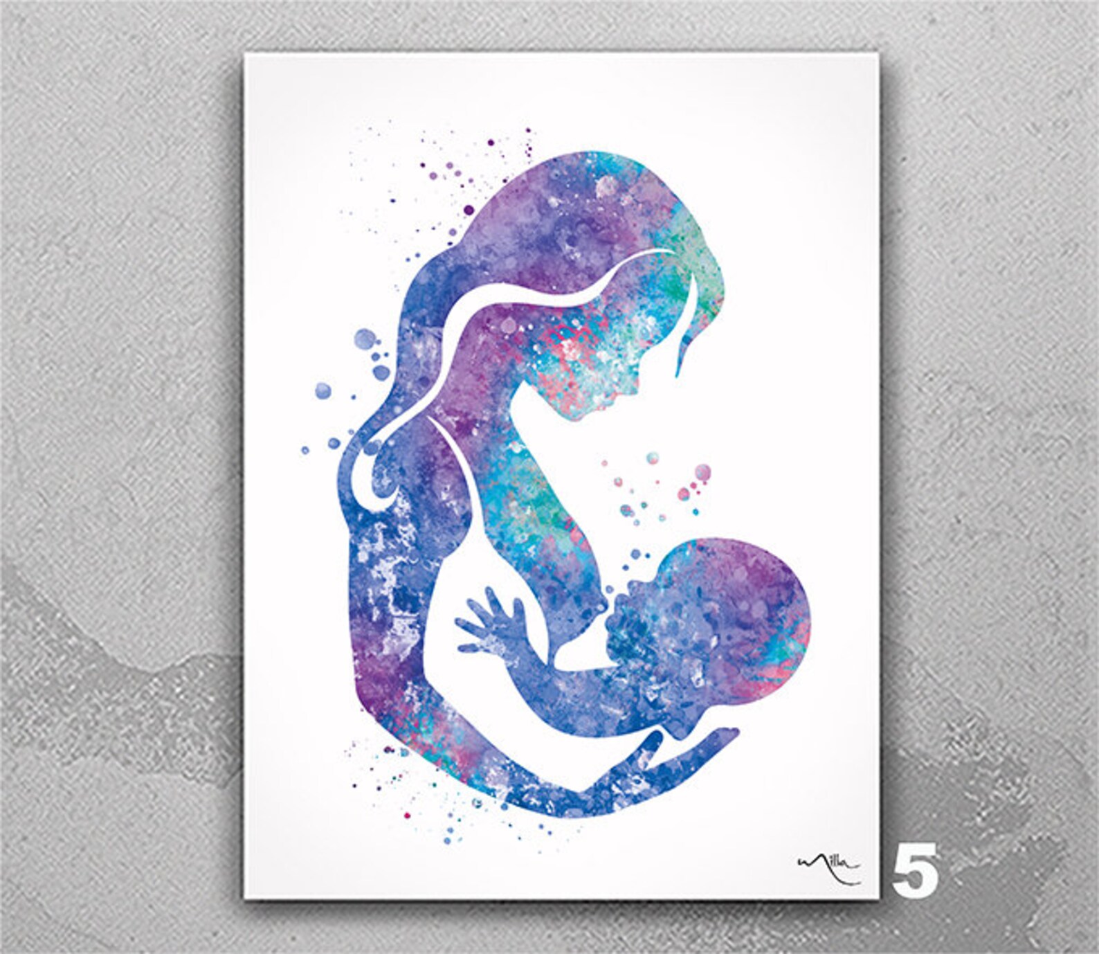 Breastfeeding Watercolor Art Print | Mother and Baby Gift-458 - Etsy