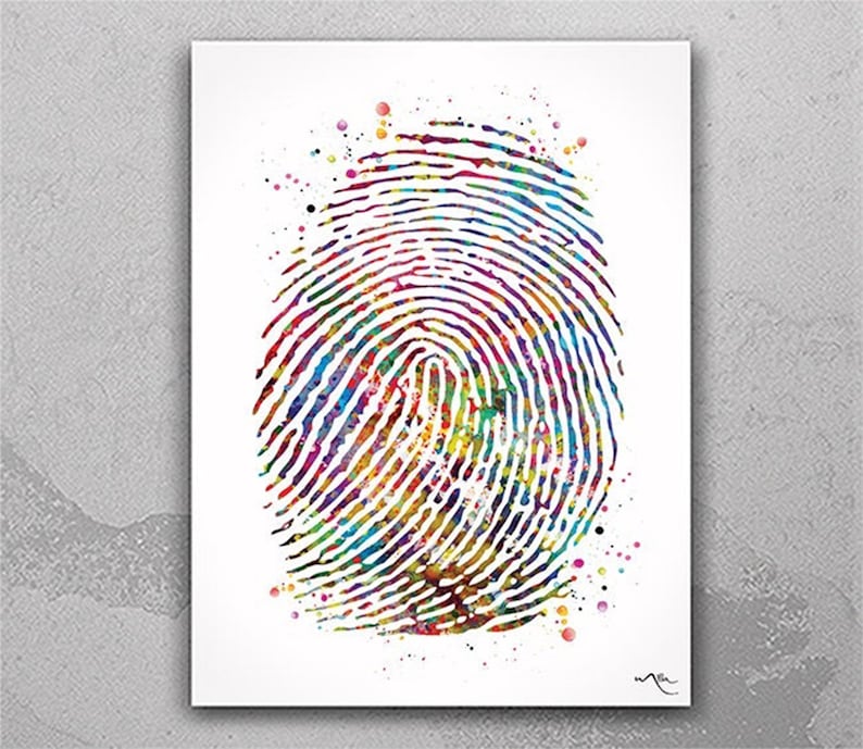 Fingerprint Watercolor Print, Medical Anatomy Art-53 - Etsy
