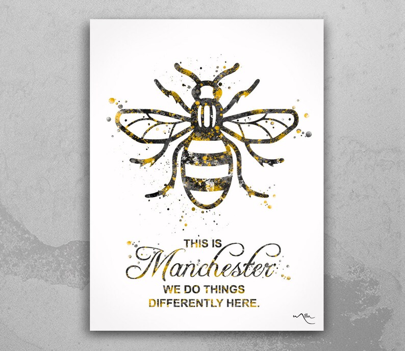 Manchester Bee Watercolor Print This is Manchester Quote - Etsy UK