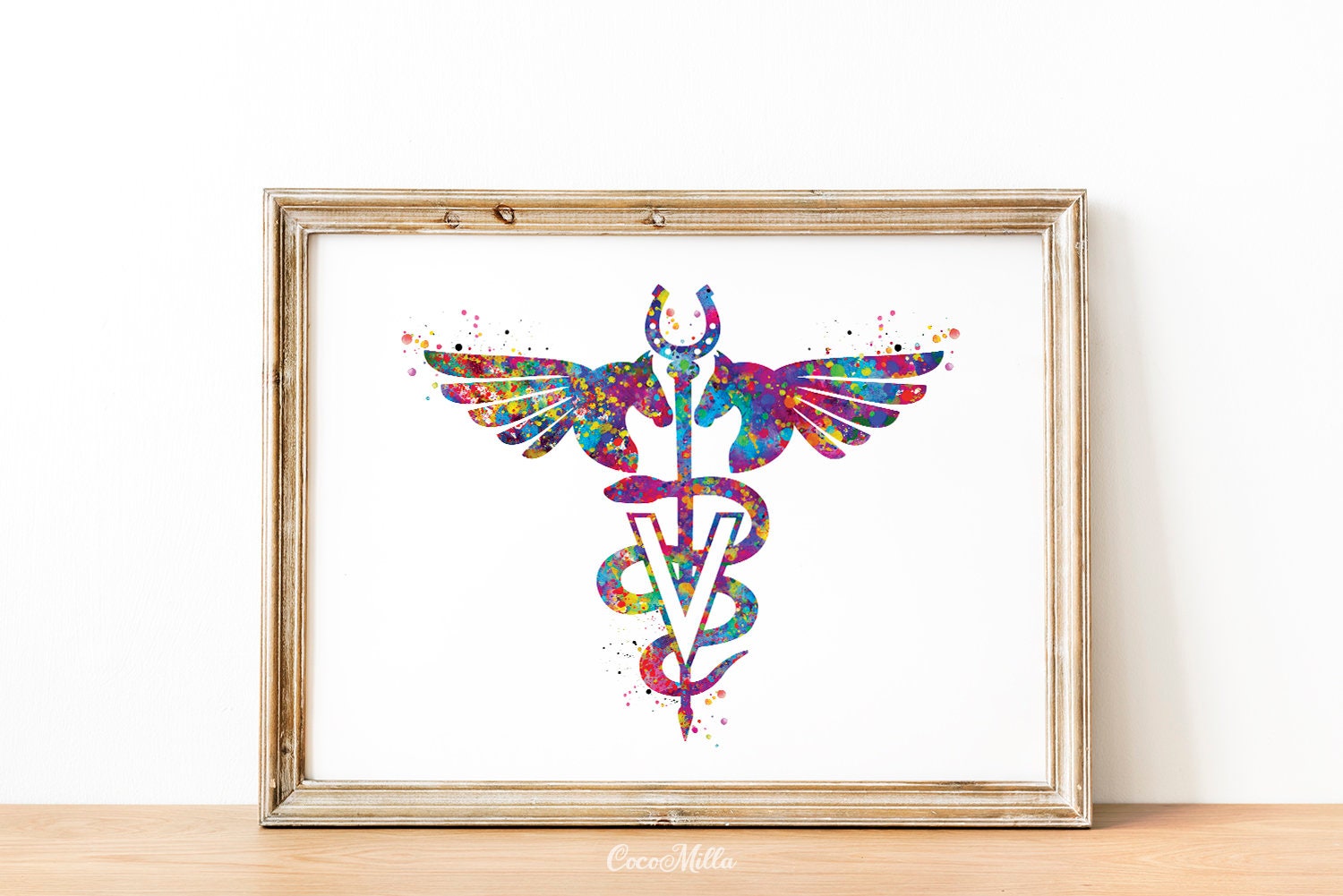 Veterinary Caduceus Watercolor Print Equestrian Gift Clinic | Etsy