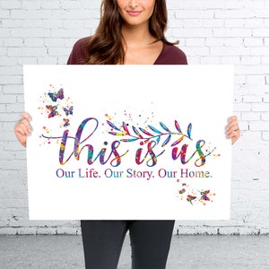 This is Us Family Quote Watercolor Print Typography Wedding Gift Wall ...
