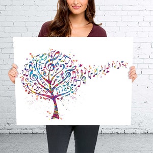 Music Tree Watercolor Print Treble Clef Art Print Art Print Music Notes ...