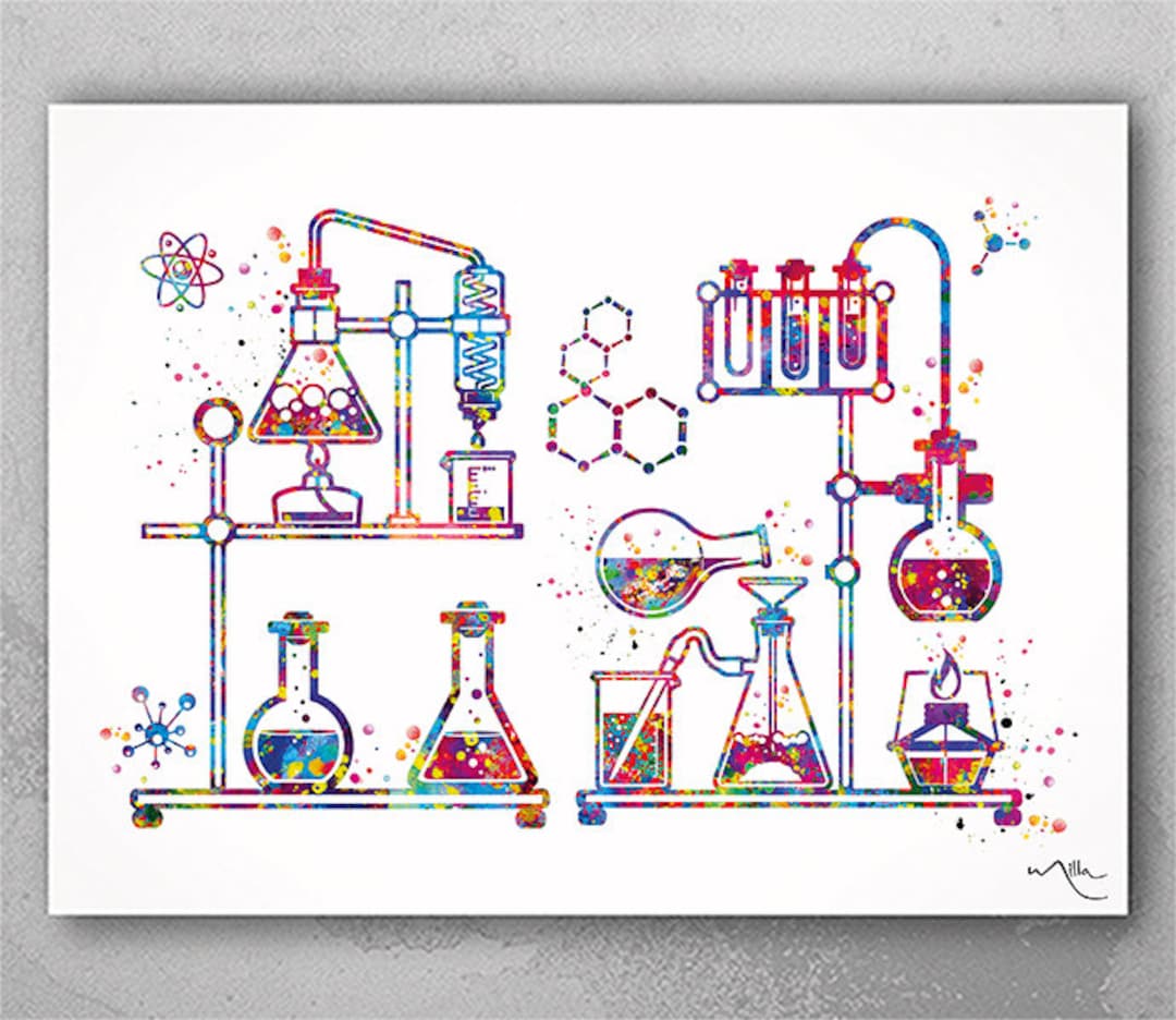 Chemistry Laboratory Watercolor Print Chemistry Lab Phlebotomist ...