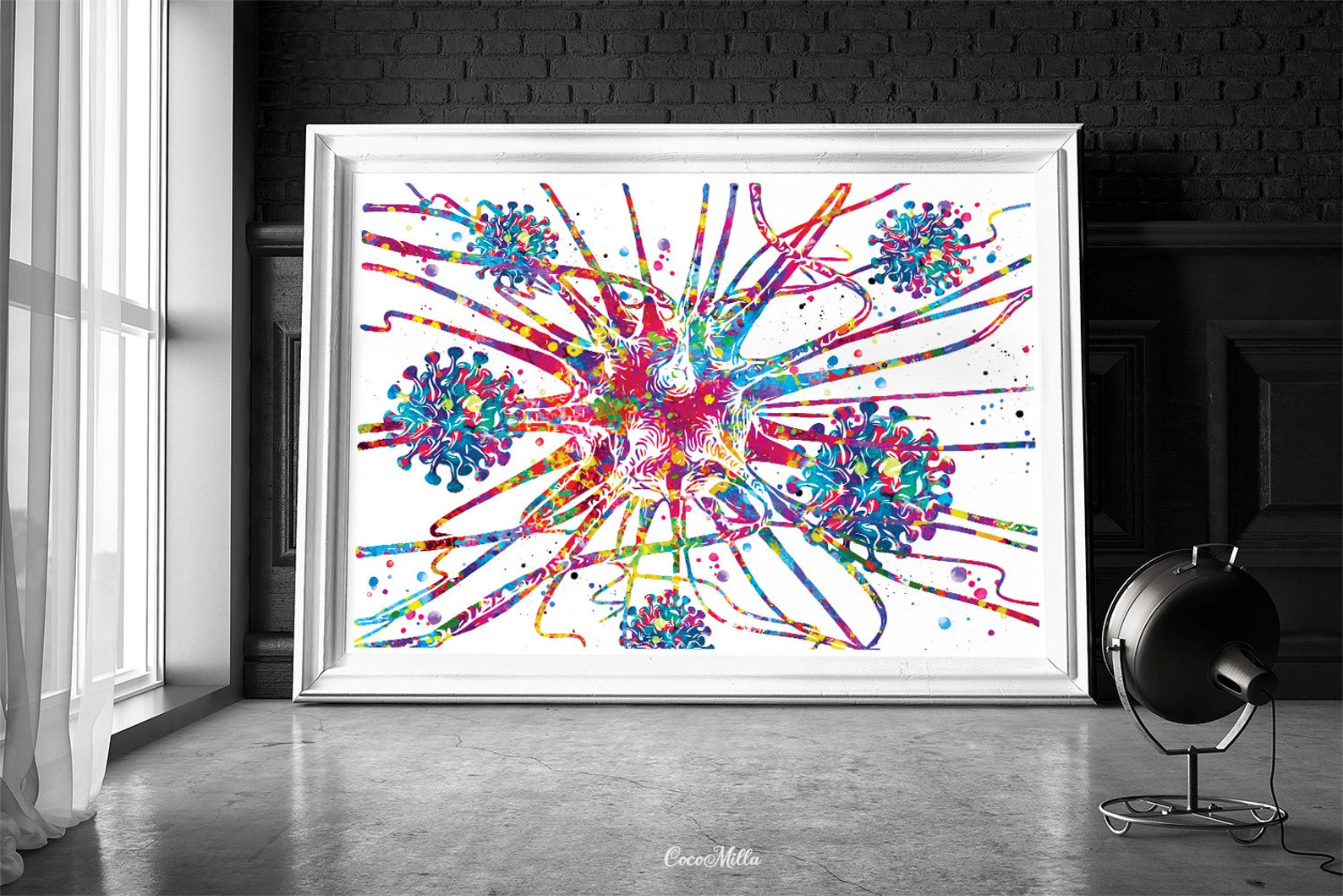 Brain Cell Infected Watercolor Print Neuron Art Science Gift | Etsy