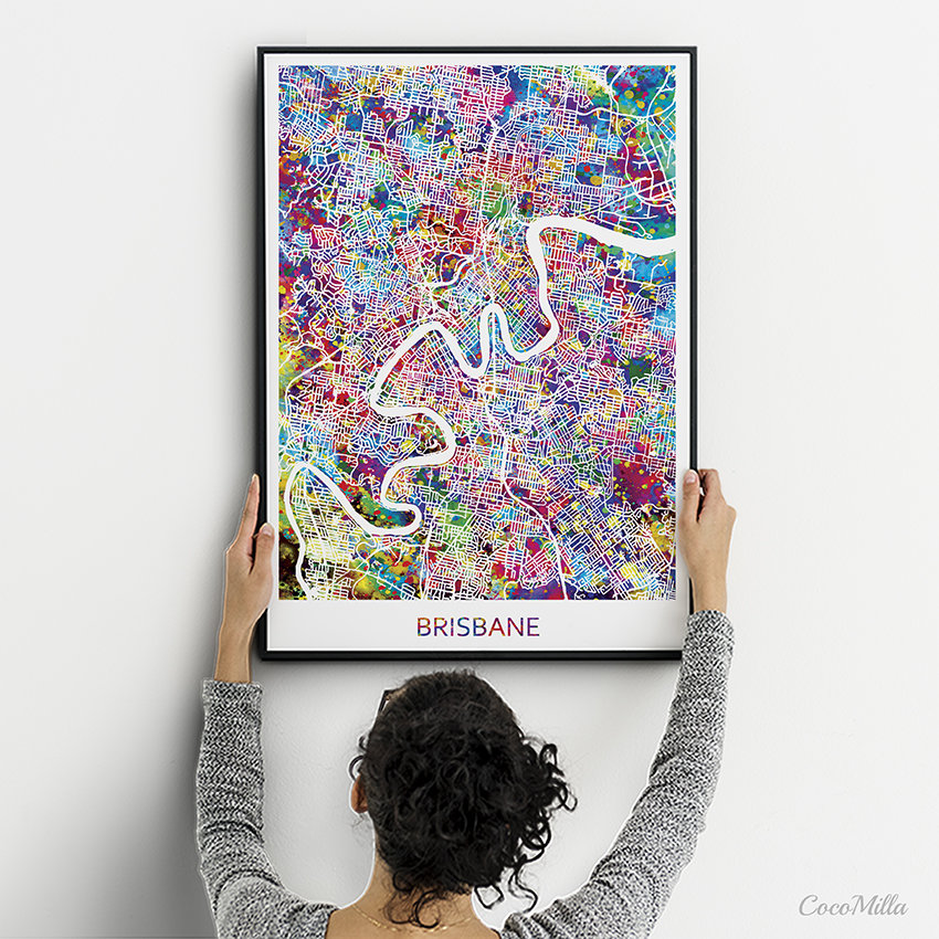 Brisbane Map Print Watercolor Art Print Brisbane Street Map - Etsy
