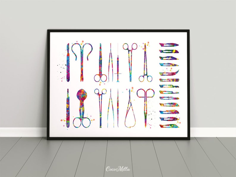 Surgical Tools Watercolor Print Medical Tools Wall Art Nurse - Etsy