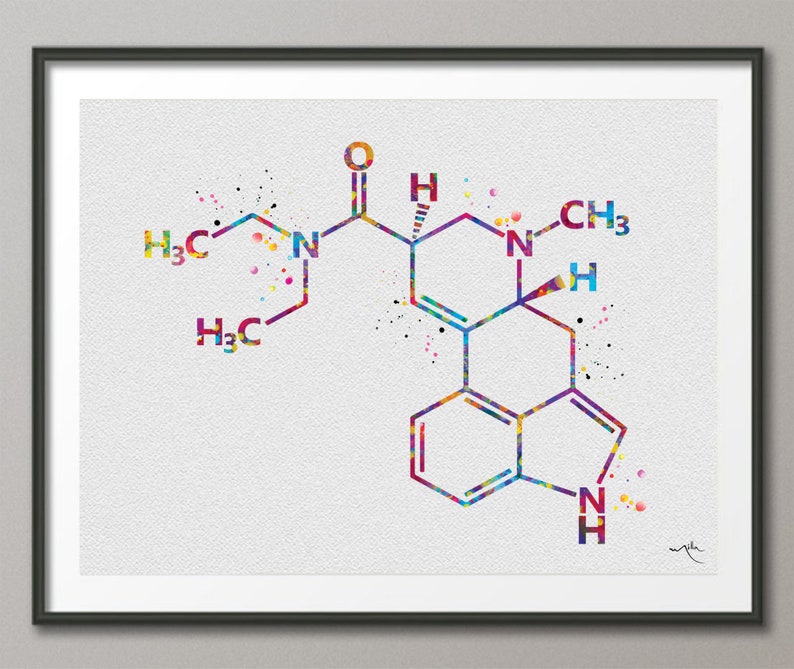 LSD Molecule Watercolor Print Chemical Molecule Symbol Wall | Etsy